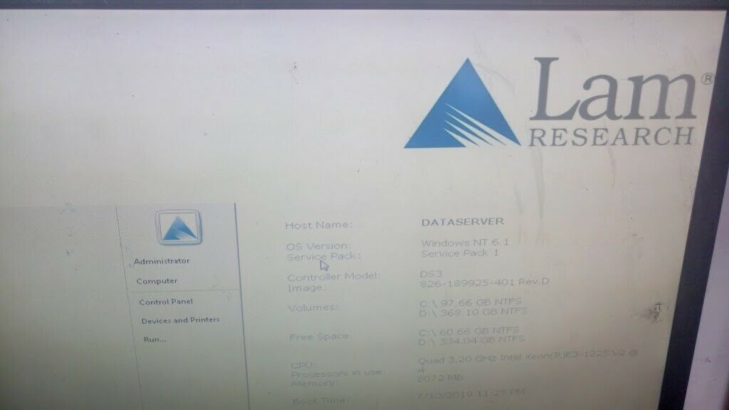 Lam research Nexus Metrology dataserver 853-189925-441 Rev. B Etch, CVD ...