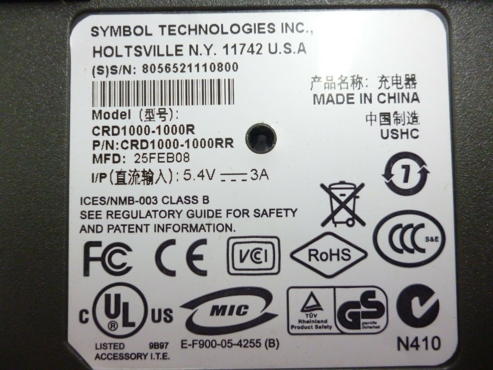 Symbol Technologies Inc CRD 1000-1000R Motorola With Charger CRD1000 ...