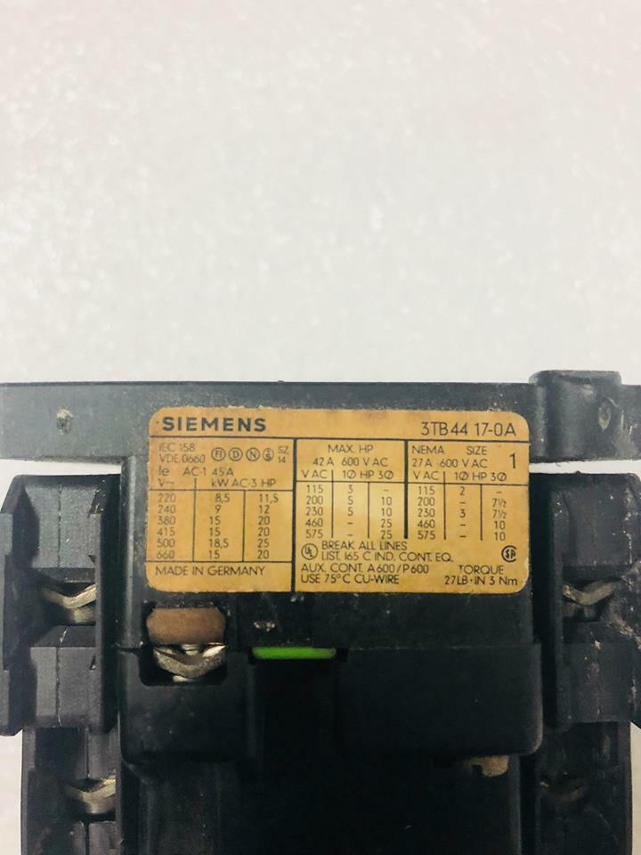 SIEMENS 3TB 44 Contactor 3TB44 17-0A - Industrial SOL Pte Ltd
