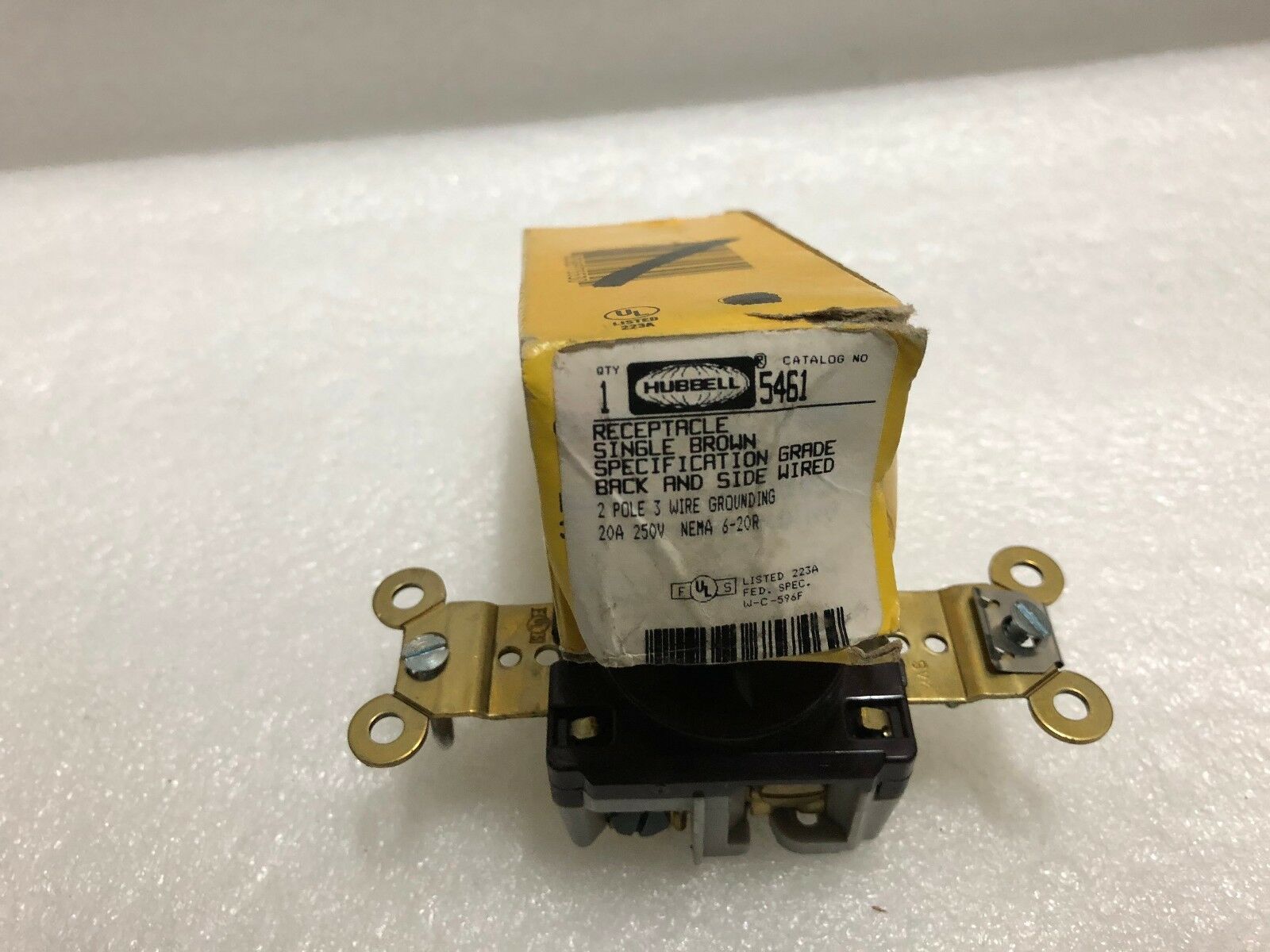 New Hubbell 5461 Receptacle single brown 2 pole 3 wire grounding ...