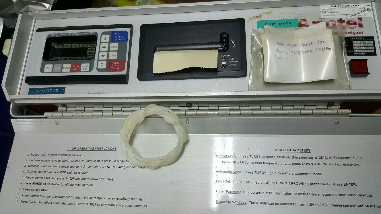 Anatel A-100P portable analyzer FG/10100-01 Total Organic carbon ...