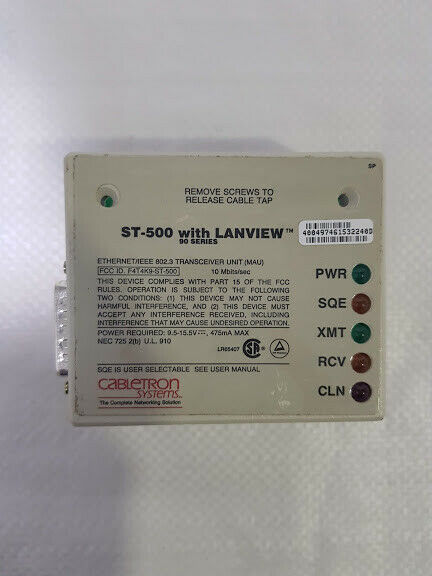 Cabletron Systems ST-500 Transceiver With Lanview 90 Series ST500 New ...