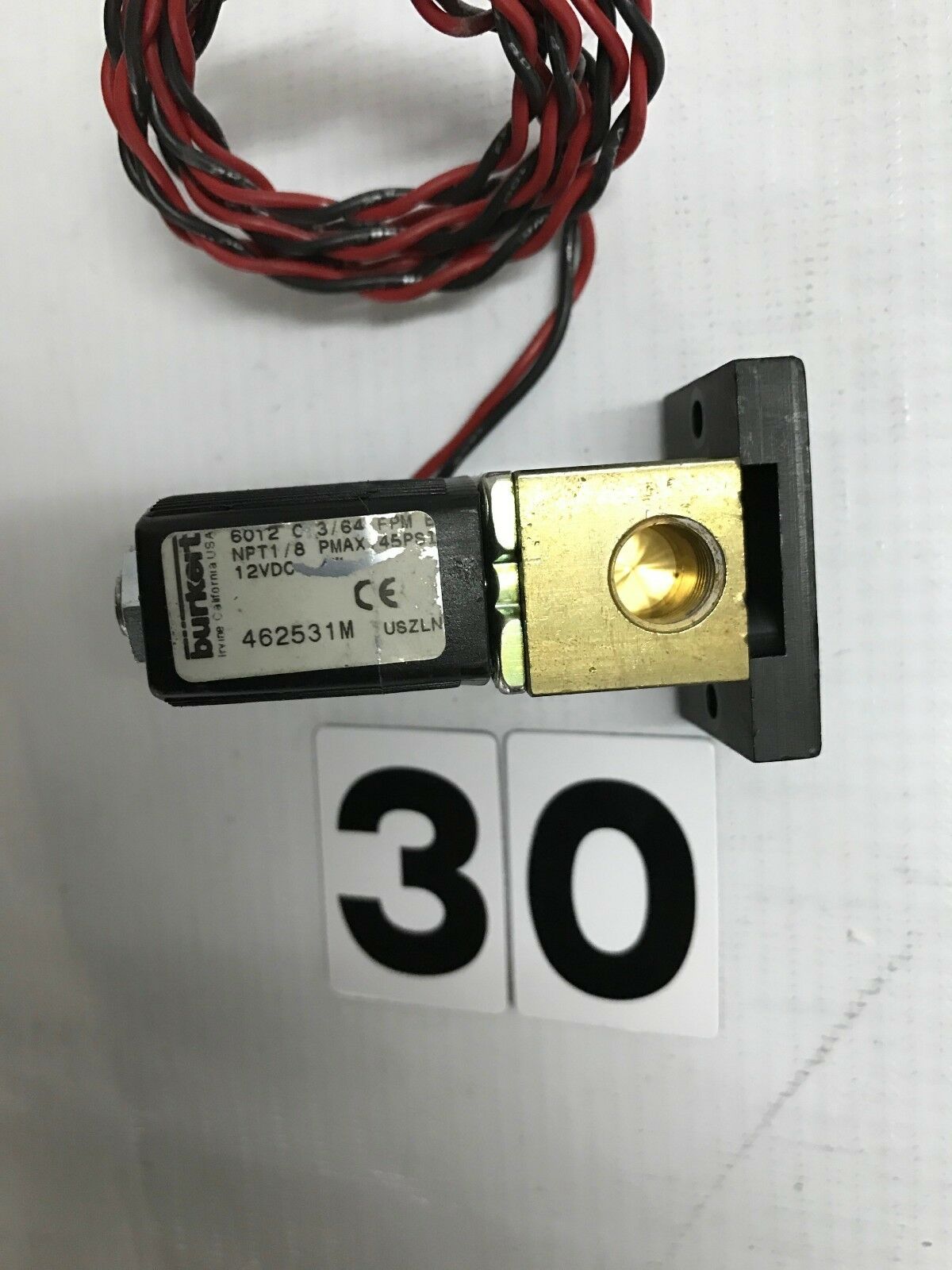 burkert 6012 C 3/64 FPM B solenoid valve NPT1/8 PMAX45PSI 12VDC ...