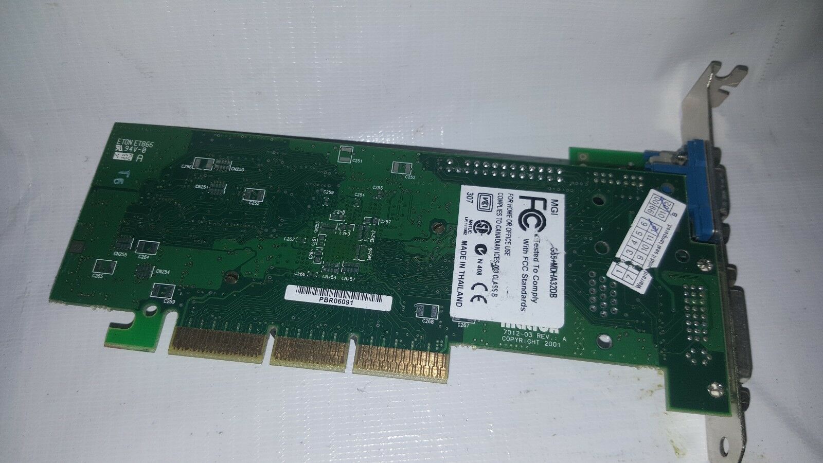 Matrox 7012-03 Rev A MGI G55+MDHA32DB 32MB AGP vga+dvi for industrial ...