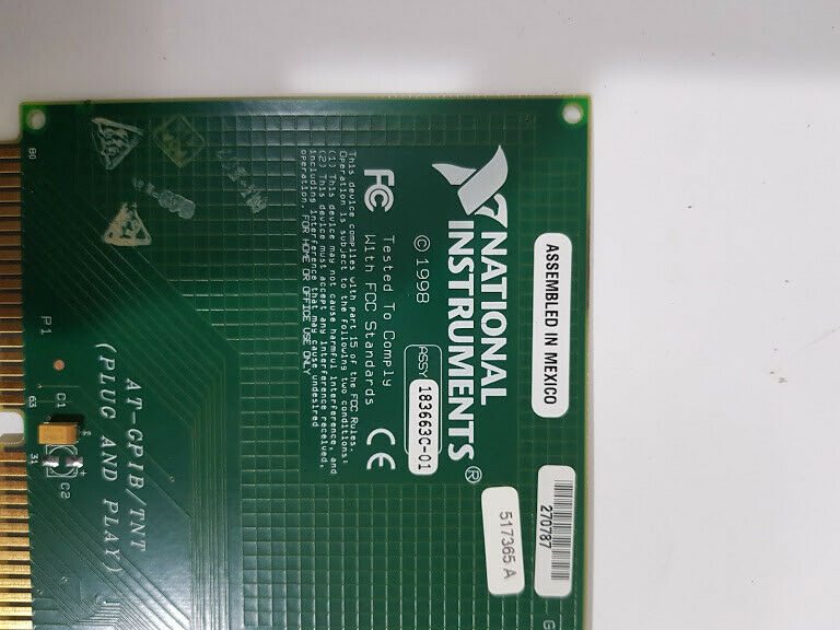 National Instruments AT-GPIB/TNT 183663C-01 ISA PC Interface DAQ IEEE ...