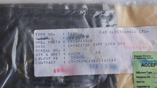 New ck05bx330k capacitor 33pf 200v 10% cae electronics ltd - Industrial ...