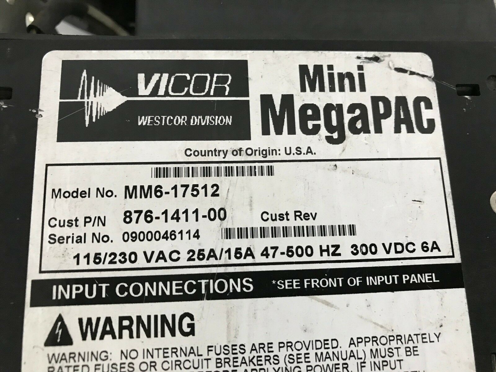 Vicor MM6-17512 Power Supply 876-1411-00 Mini Megapac - Industrial SOL ...