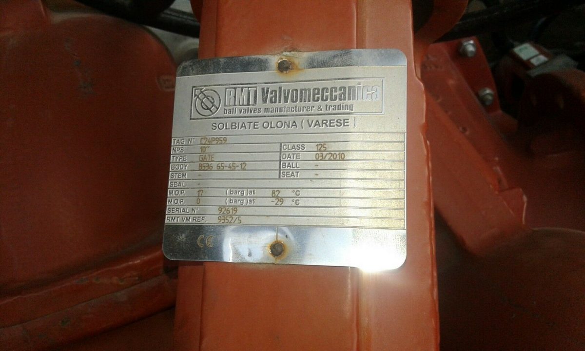 RMT valvomeccanica C24P595 10" Gate valve B536 65-45-12 RMT Ref. 9352/5 ...