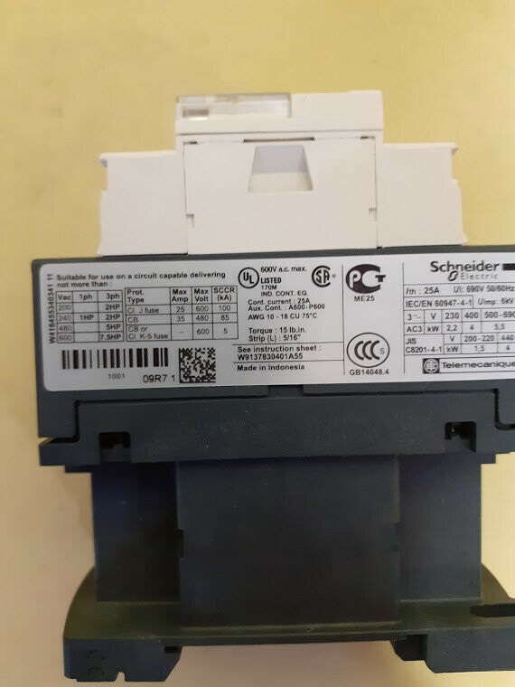 Schneider LC1D09R7 Contactor TeSys-034910 4KW/400V 5HP/480V ...
