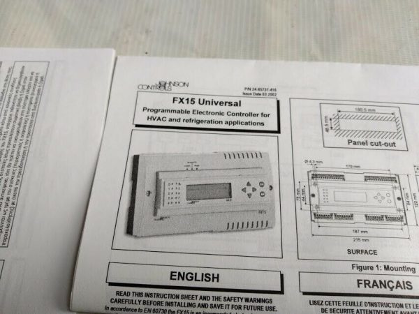Johnson Controls LP-FX15D51-000C Ver A FX15 Universal Field Controller ...