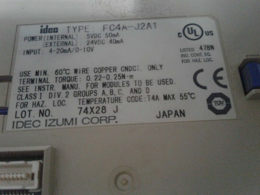 Idec FC4A-J2A1 Analog Input Module 24Vdc - Industrial SOL Pte Ltd