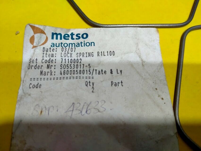 Metso automation lock spring R1L100 7110002 order No. s0553017-5 lot of ...