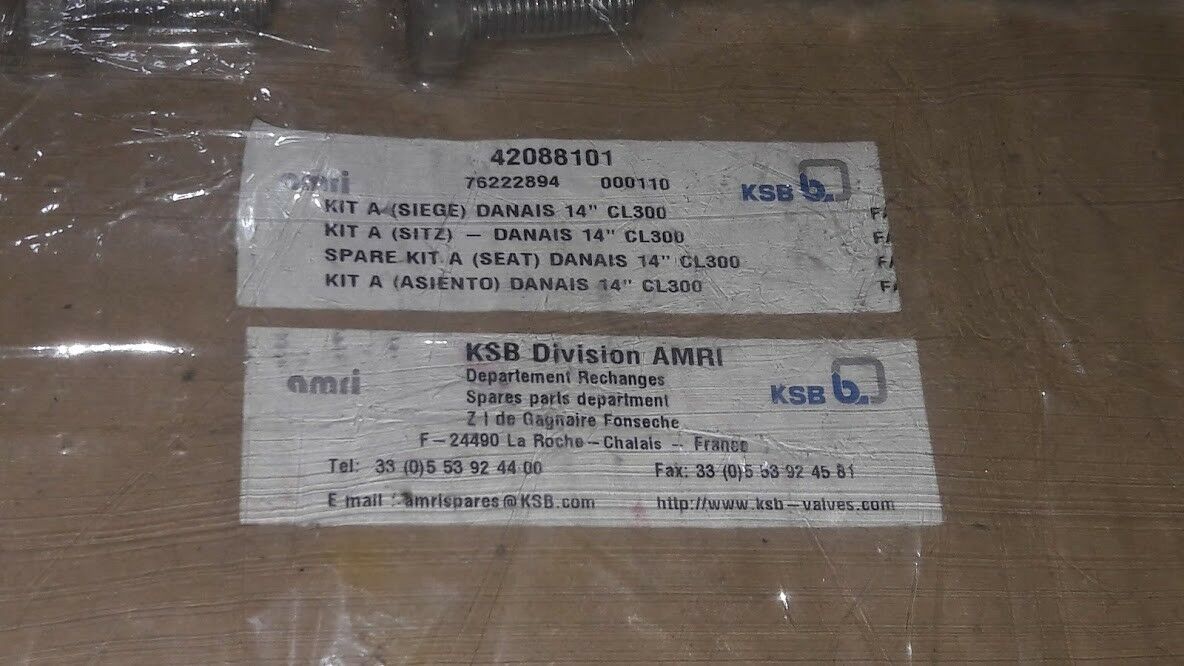 KSB Division AMRI Spare Kit A (SEAT) DANAIS 14" CL300 42088101 Marine ...
