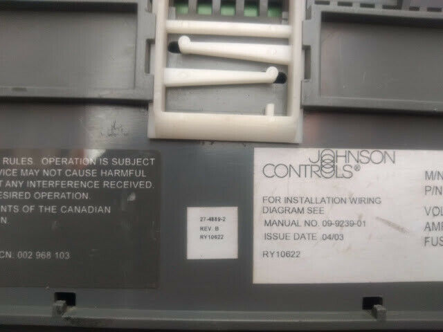 Johnson Controls S300-DIN-RDR2S 27-4889-2 Rev B Cardkey RDR2S-1 Door ...