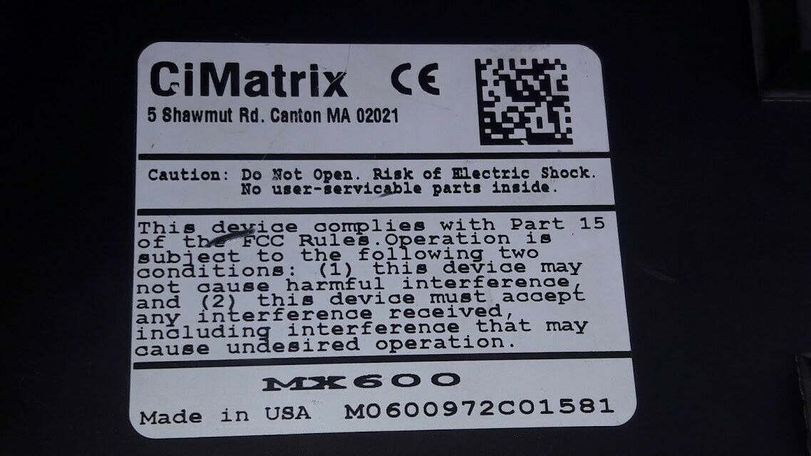 RVSI CiMatrix MX600 Industrial Barcode Controller Data Matrix Reader MX ...