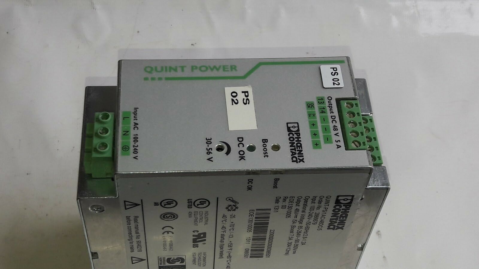 Phoenix 2866679 QUINT-PS/1AC/48DC/5 eoe13010005 Rev 00 Power Supply ...