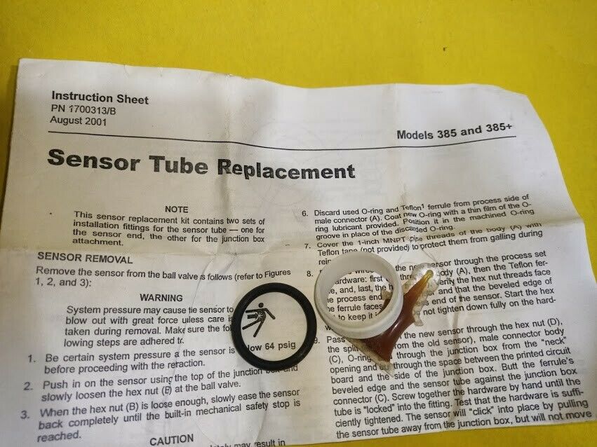 Rosemount 385+ and 385 sensor tube replacement fitting kit o-ring ...