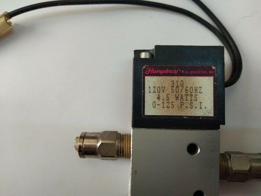 Humphrey 310 120V 50/60Hz 4.5 Watts Pneumatic Solenoid Valve 0-125 P.S ...