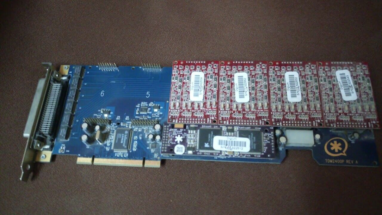 Asterisk Digium TDM2400P Rev A with X400M Rev A1 TPM100M Rev B PCI interface - Industrial SOL ...