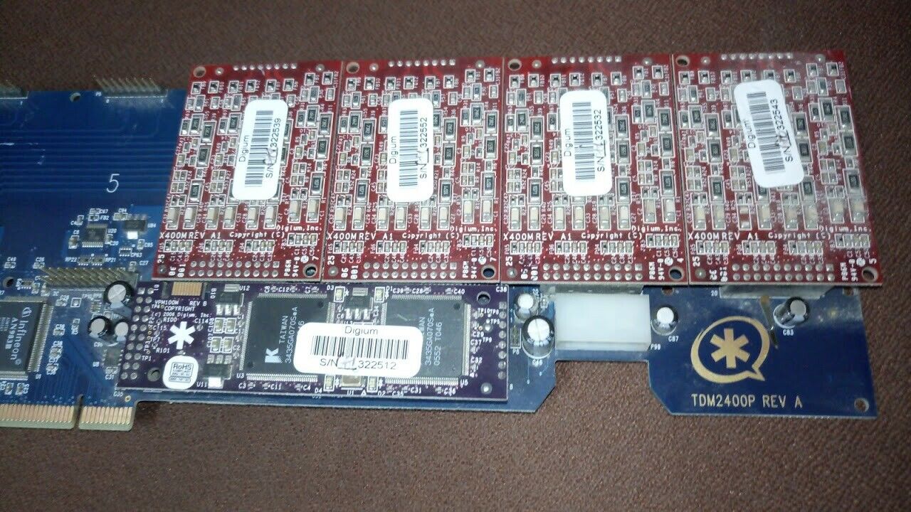 Asterisk Digium TDM2400P Rev A with X400M Rev A1 TPM100M Rev B PCI ...