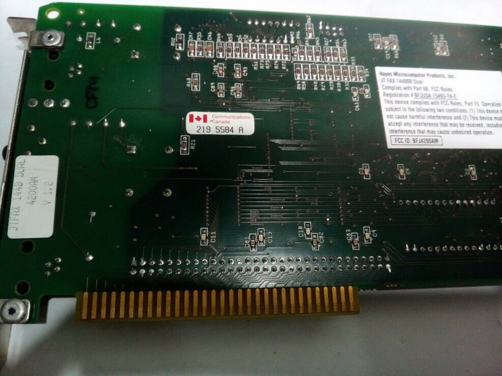 Hayes Dual Modem JT Fax 14400B Dual JTFAX 144B Dual ISA PC card