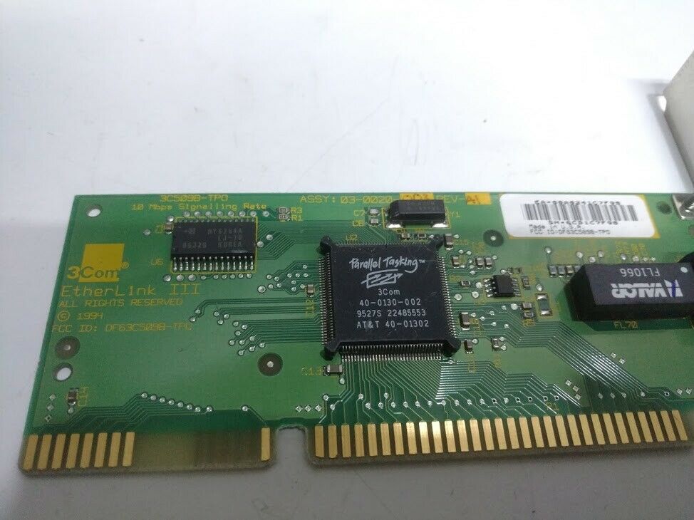 3Com EtherLink III 3C5098-TPO assy 03-0020-003 Rev-A1 ISA Network Card ...