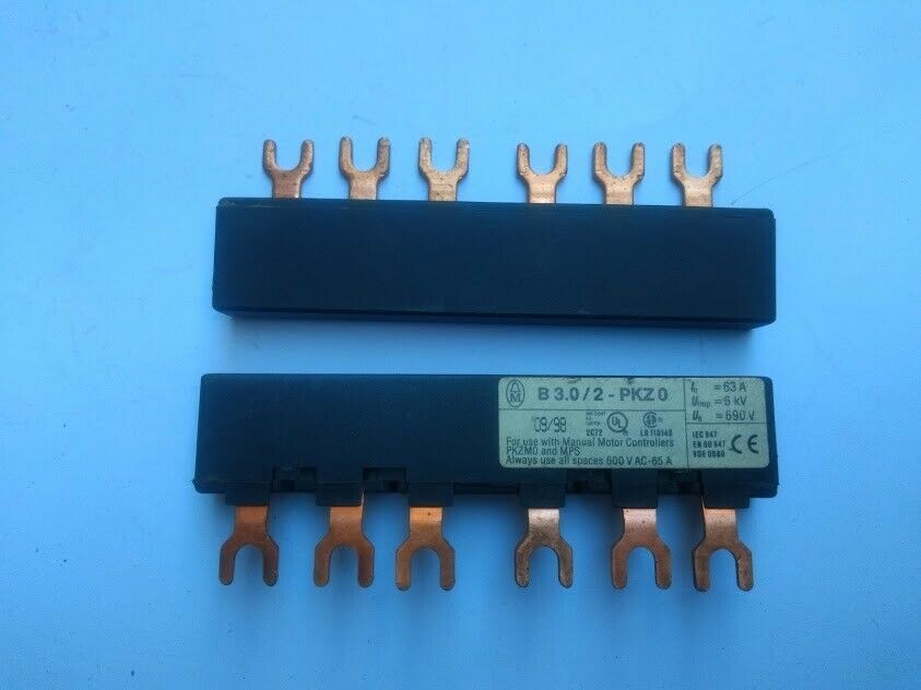 Lot of 2 Klockner Moeller B 3.0/2-PKZ 0 Feeder Busbar Connect B302PKZ0 ...