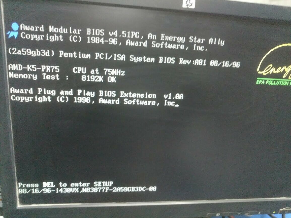 BCM SQ591 AMD-K5-PR75 Bios 2a59gb3d Rev A01 8MB Ram 3 ISA 4 PCI Pentium ...