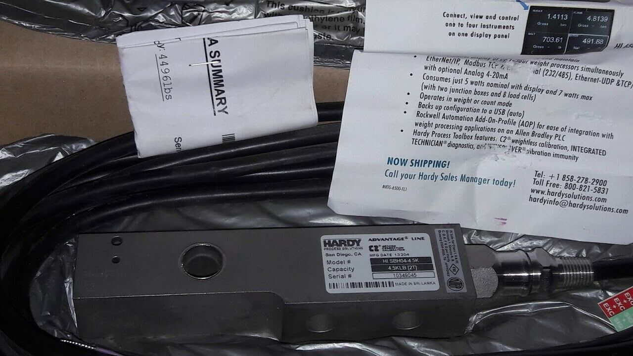 HARDY HISBH04-4500 Load Sensor SS S-End Hermetic SB4 20FT Cable HI ...