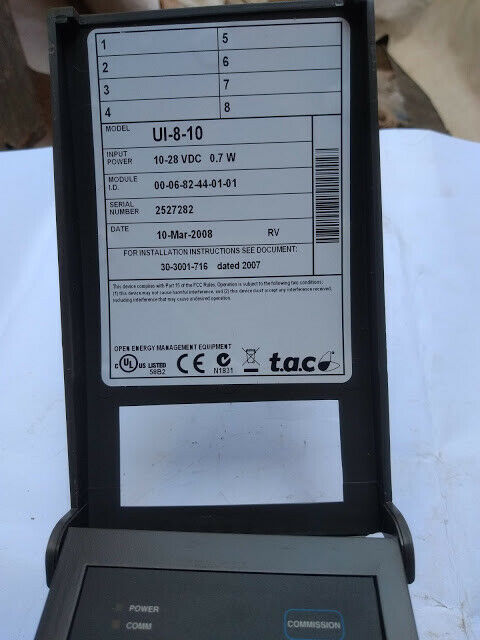 TAC/Schneider UI-8 Rev D Andover Controls UI-8-10 Input Module 30-3001 ...