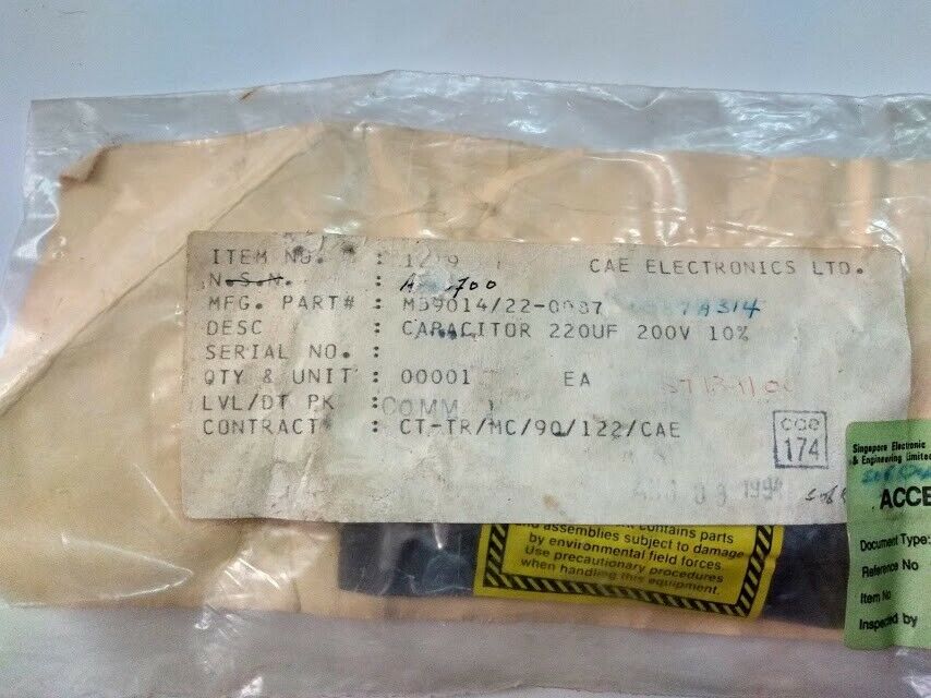 CAE Electronics LTD M39014/22-0087 Capacitor 220UF 200V 10% New ...