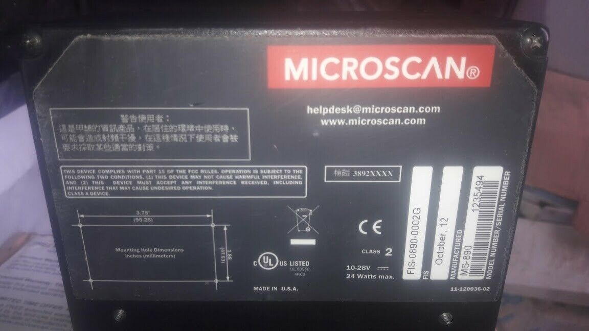 FIS-0890-0002G Omron Microscan MS-890 Fixed Mount Scanner MS890 New - Industrial SOL Pte Ltd
