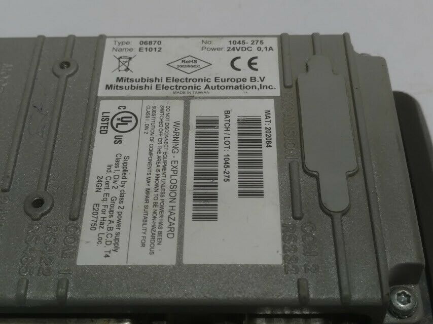 Mitsubishi / Beijer E1012 Ver. 1.50 B748 Type 06870 No. 1045-275 HMI ...