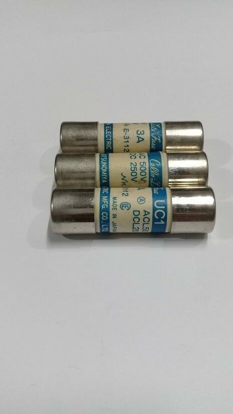 Utsunomiya Electric UC1 3A AC 500V DC 250V Cello-Lite Fuse UC1 Lot of 3 ...