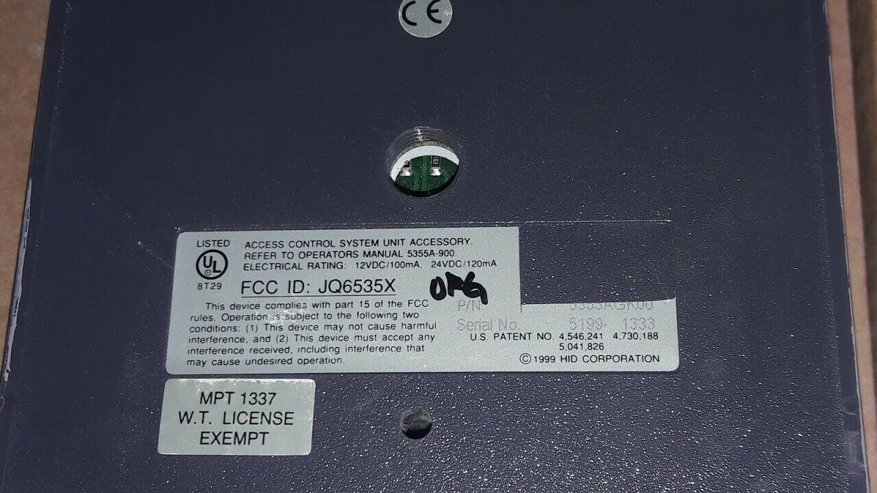 New HID Corporation 5355AGK00 ProxPro Proximity Reader With ADC Keypad ...