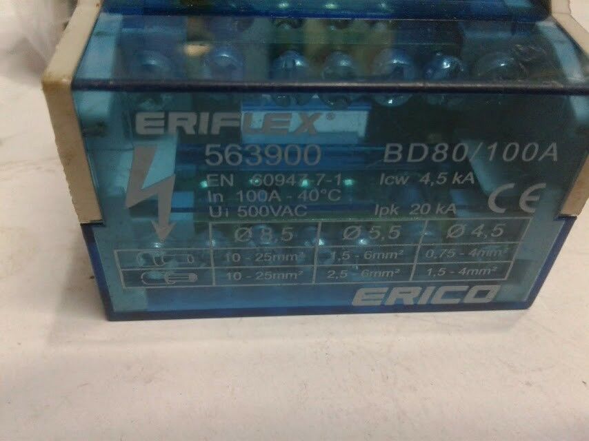 Eriflex 563900 80/100A 2 Pole Distribution Block EN 60947-7-1 ...