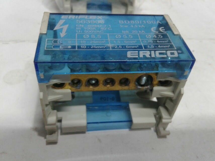 Eriflex 563900 80/100A 2 Pole Distribution Block EN 60947-7-1 ...