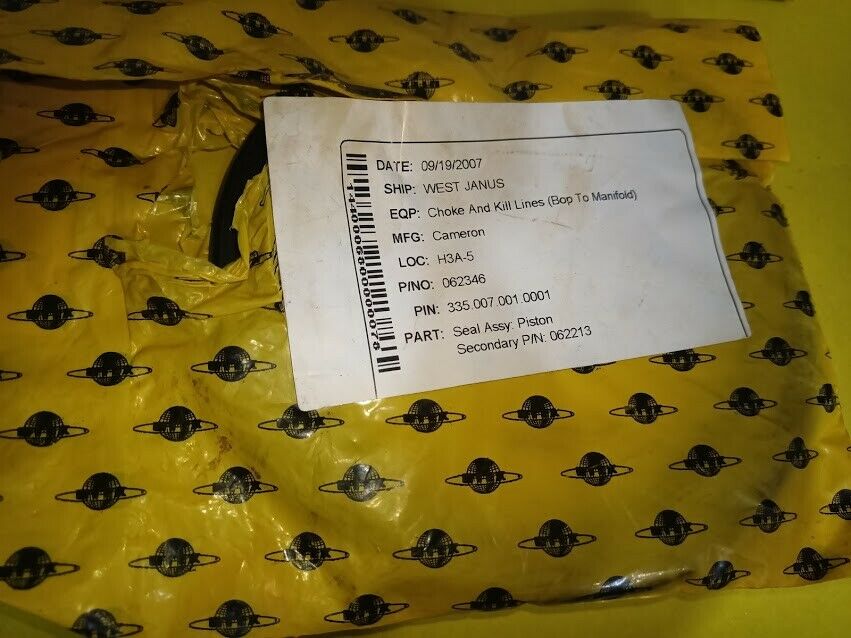 Cameron 062346 pistion seal assy. choke and kill lines bop to manifold ...