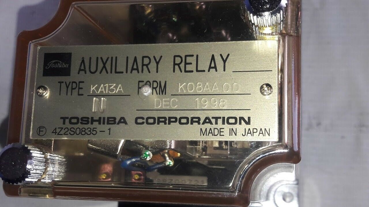 Toshiba Corporation KA13A N Auxiliary Relay KA13AN New - Industrial SOL ...