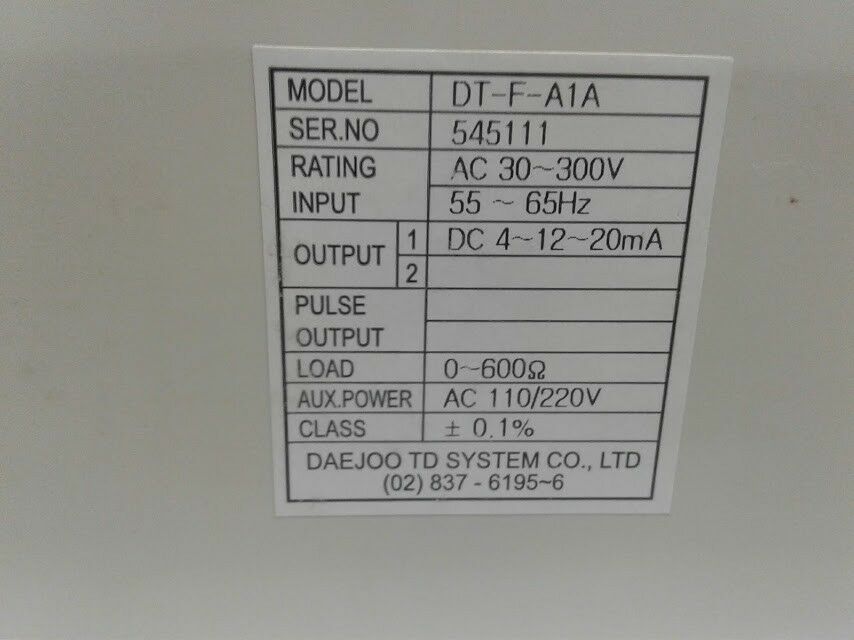 DAE JOO TD System DT-F-A1A Frequency Transducer AC30~300V 0-600Ohms ...