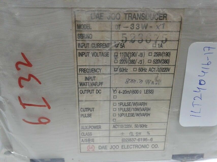 DAE JOO Electric DT-33W-1 3ø3w watt T/D Frequency Transducer DAEJOO ...