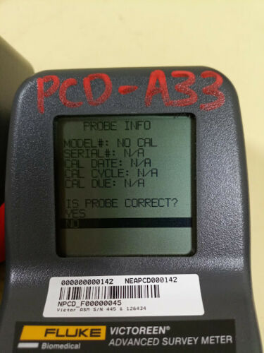 Fluke biomedical Victoreen ASM 990 Probe 489-110D Ver 2.05 detect alpha ...