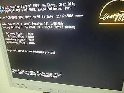 Advantech PCA-6180 Bios Ver 1.31 256MB P3 1Ghz industrial single board ...