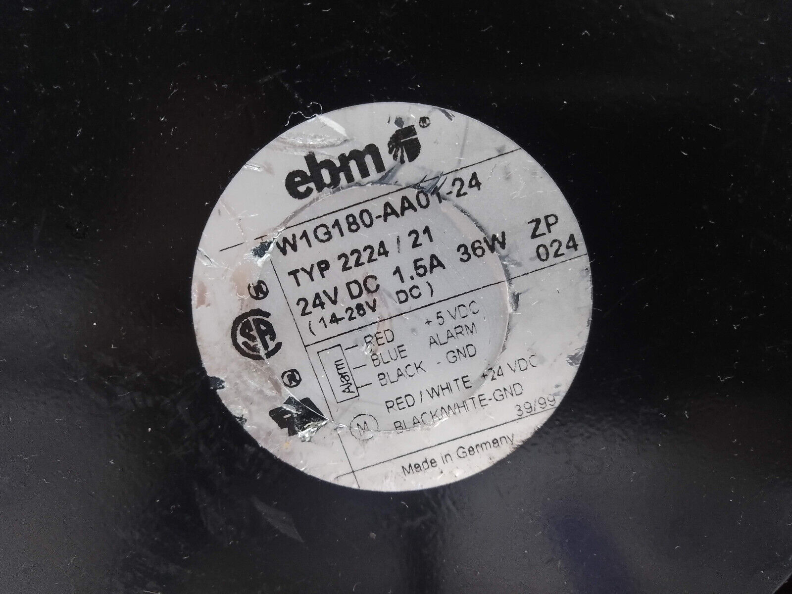 EBM W1G180-AA01-24 Blower Cooling Fan 2224/21 24V DC Germany ...