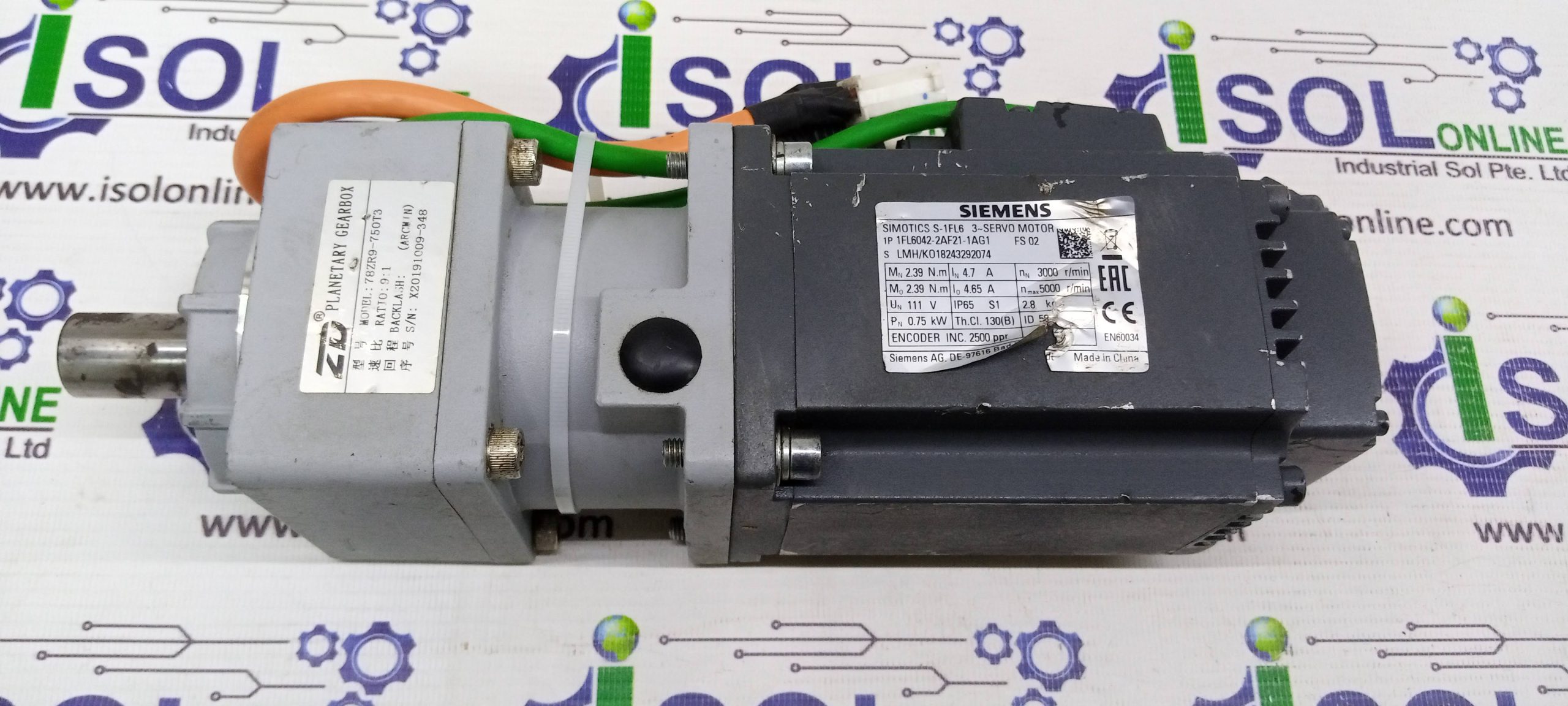 Siemens Simotics 1FL6042-2AF21-1AG1 Servo Motor S-1FL6 W/ ZD Gearbox ...