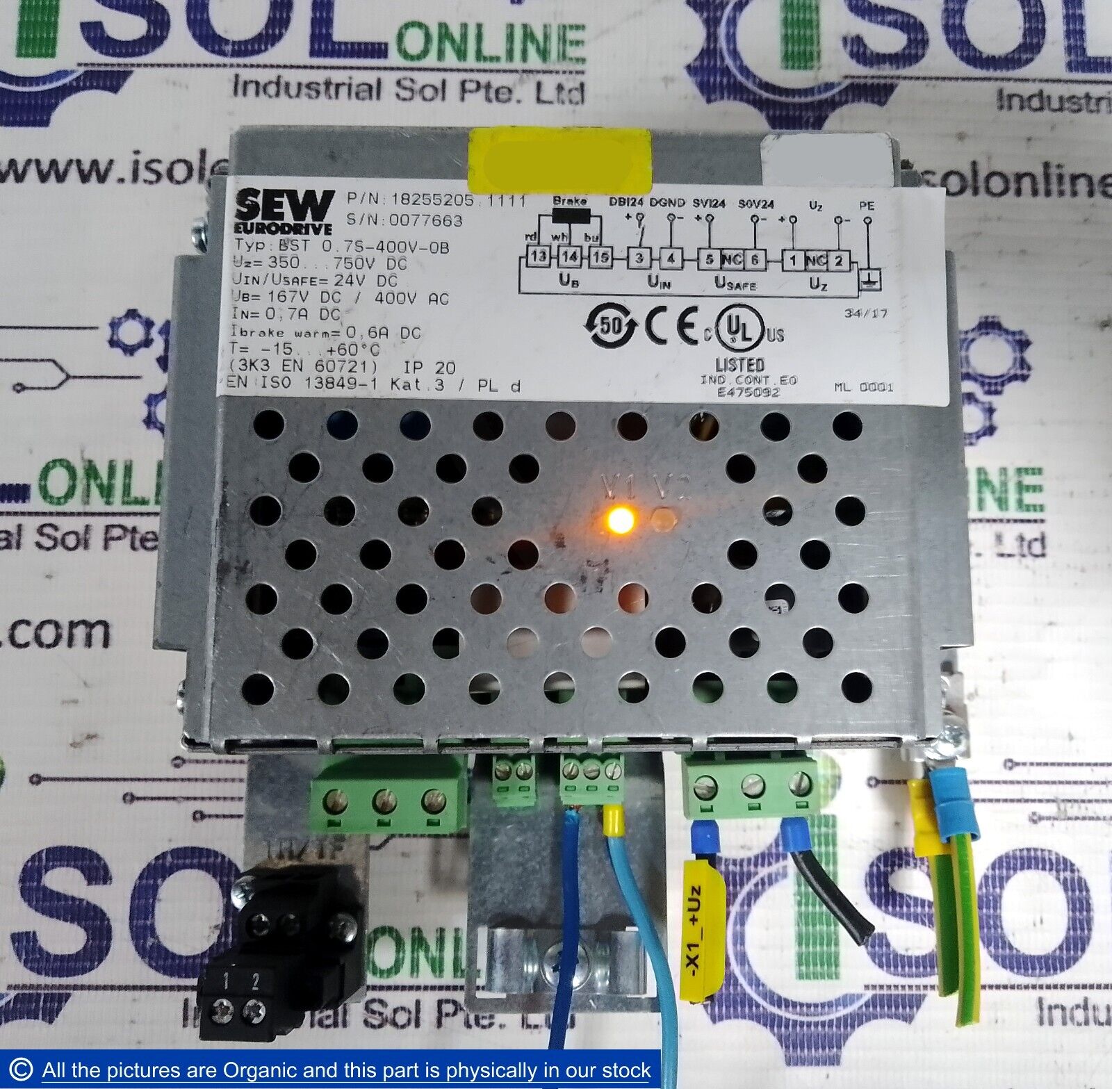 SEW Eurodrive BST 0.7S-400V-0B Safety-Related Brake Module 18255205. ...