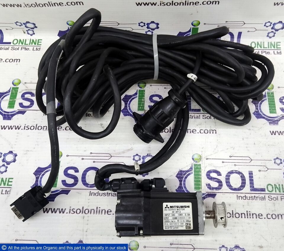 Mitsubishi HF-KP13 AC Servo Motor 0.8A 100W HF-KP Series W/ Cable 400cm ...