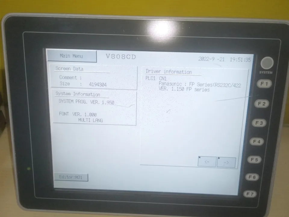 Hakko V808CD Ver. 1.950 hmi touch panel Fuji Electric Monitouch - Industrial SOL Pte Ltd
