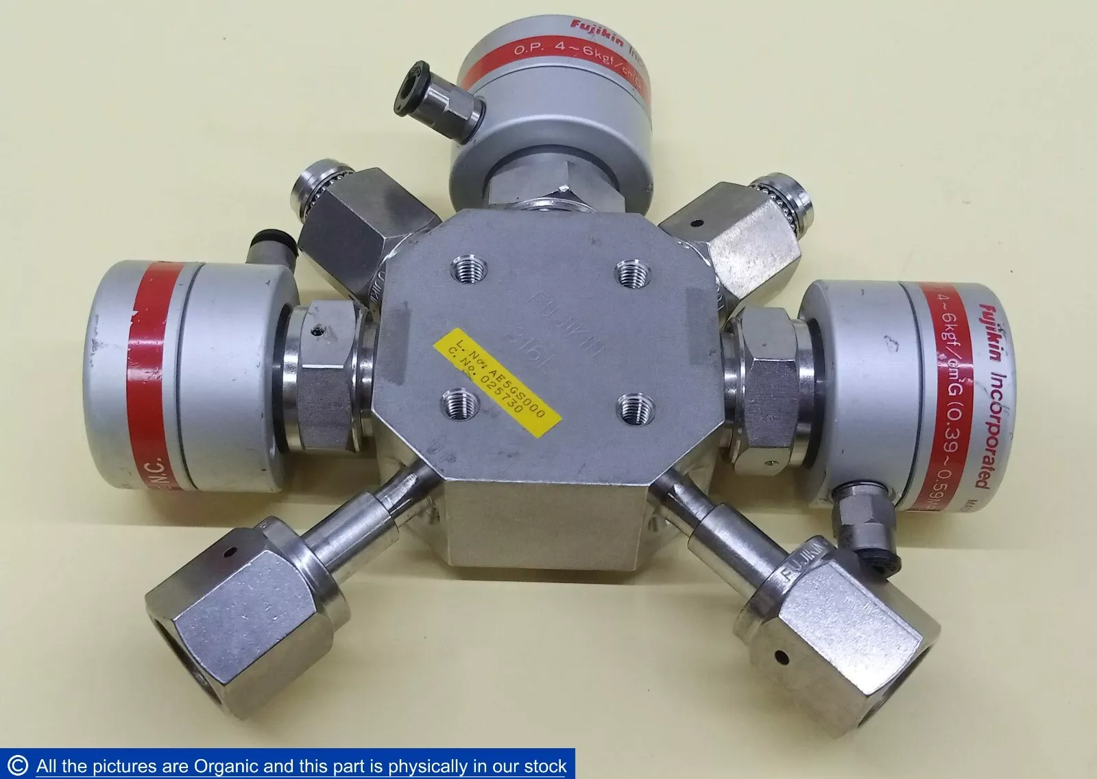 Fujikin 316L Pneumatic Diaphragm Valve 3-Actuator 4-Port L.N AE5GS000 C ...