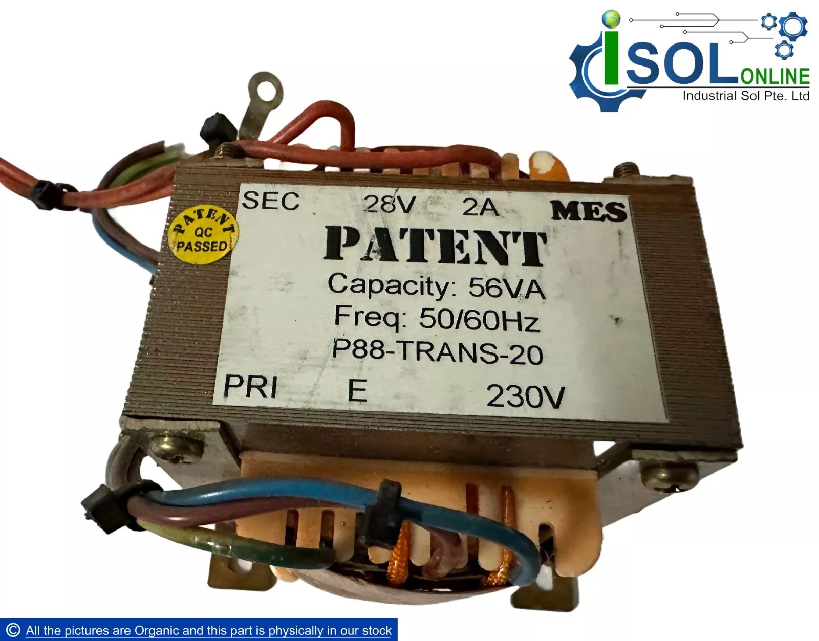 Patent P88-TRANS-20 MES Transformer 56VA Pri 230V Sec 28V/2A ...